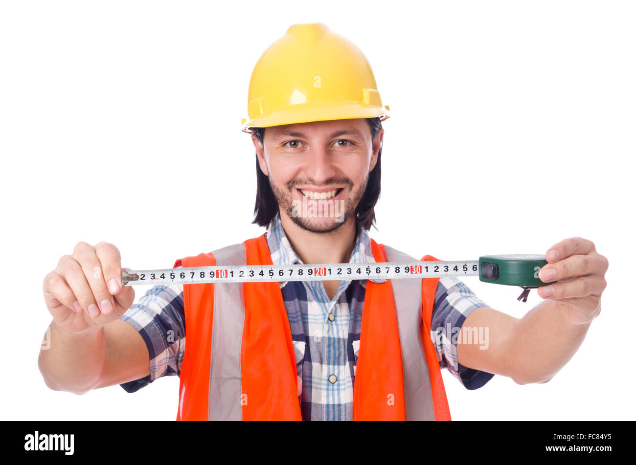 Construction worker isolated on white Stock Photo - Alamy