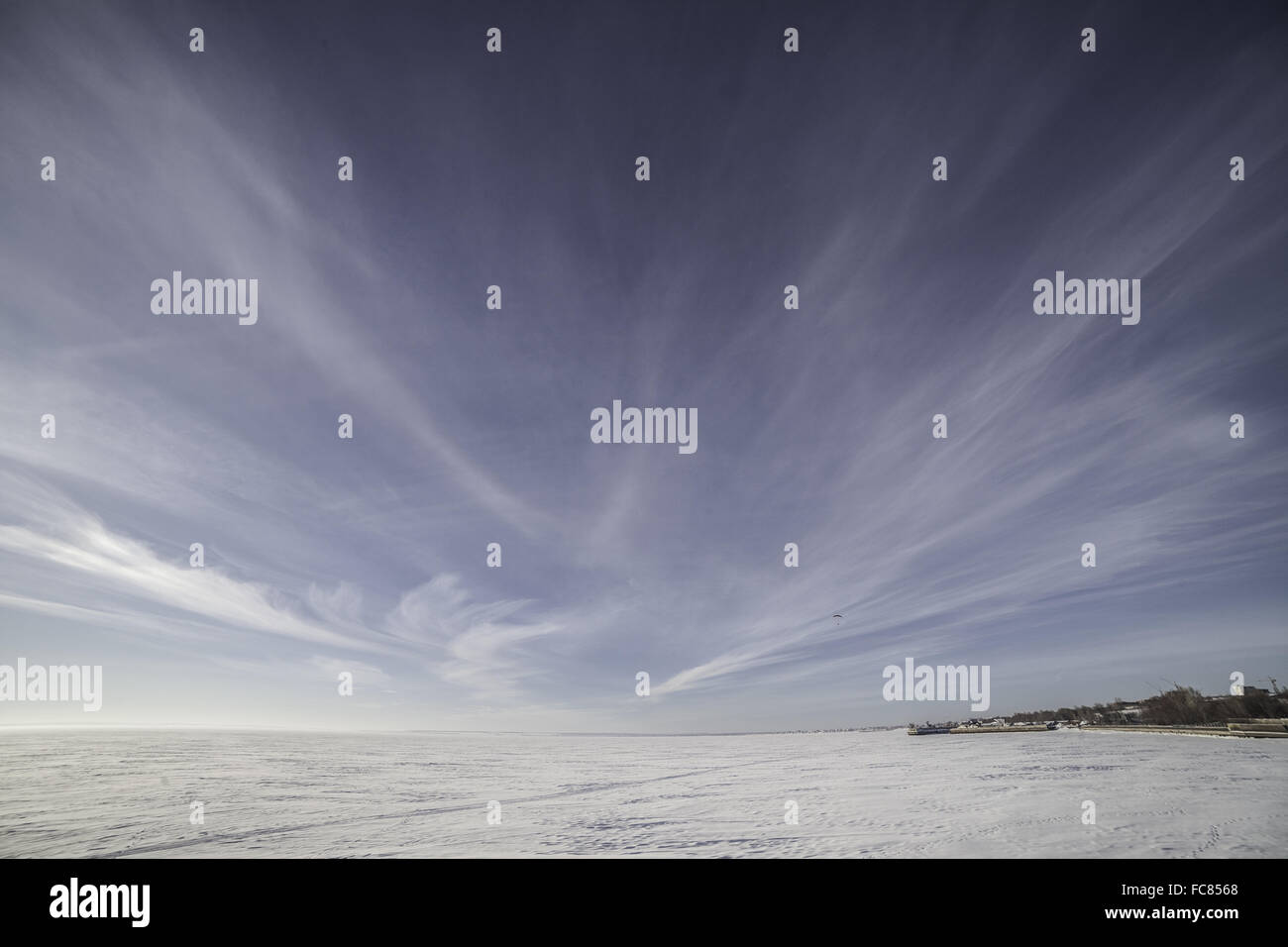 Winter landscape with a very beautiful sky Stock Photo - Alamy