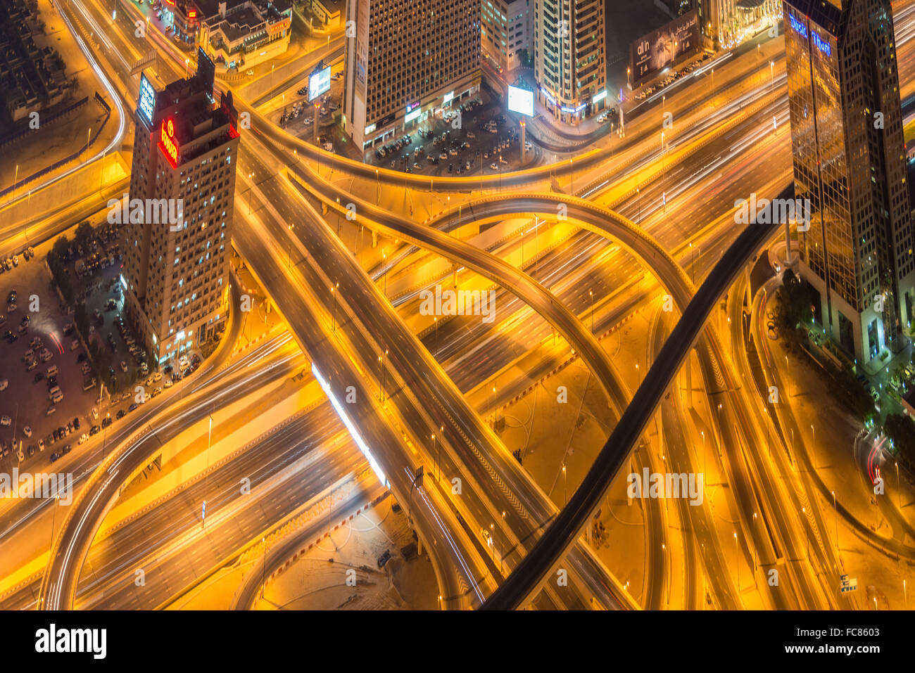 Dubai road junction during night hours Stock Photo - Alamy