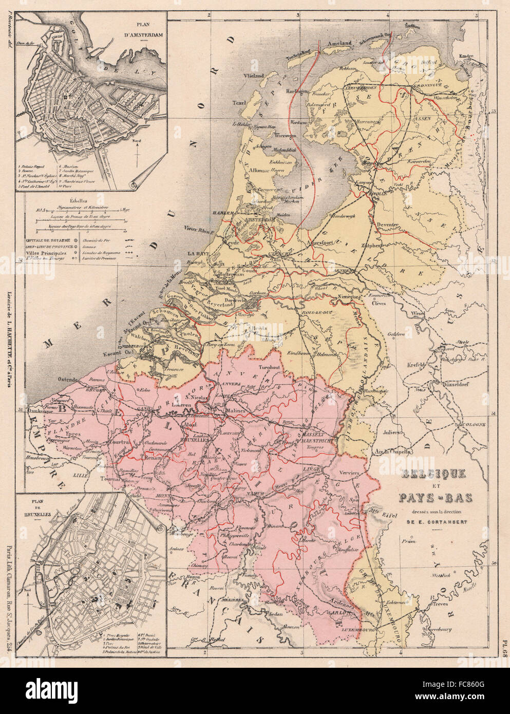 Belgium and the Netherlands. Inset Amsterdam & Brussels plans. Belgique ...