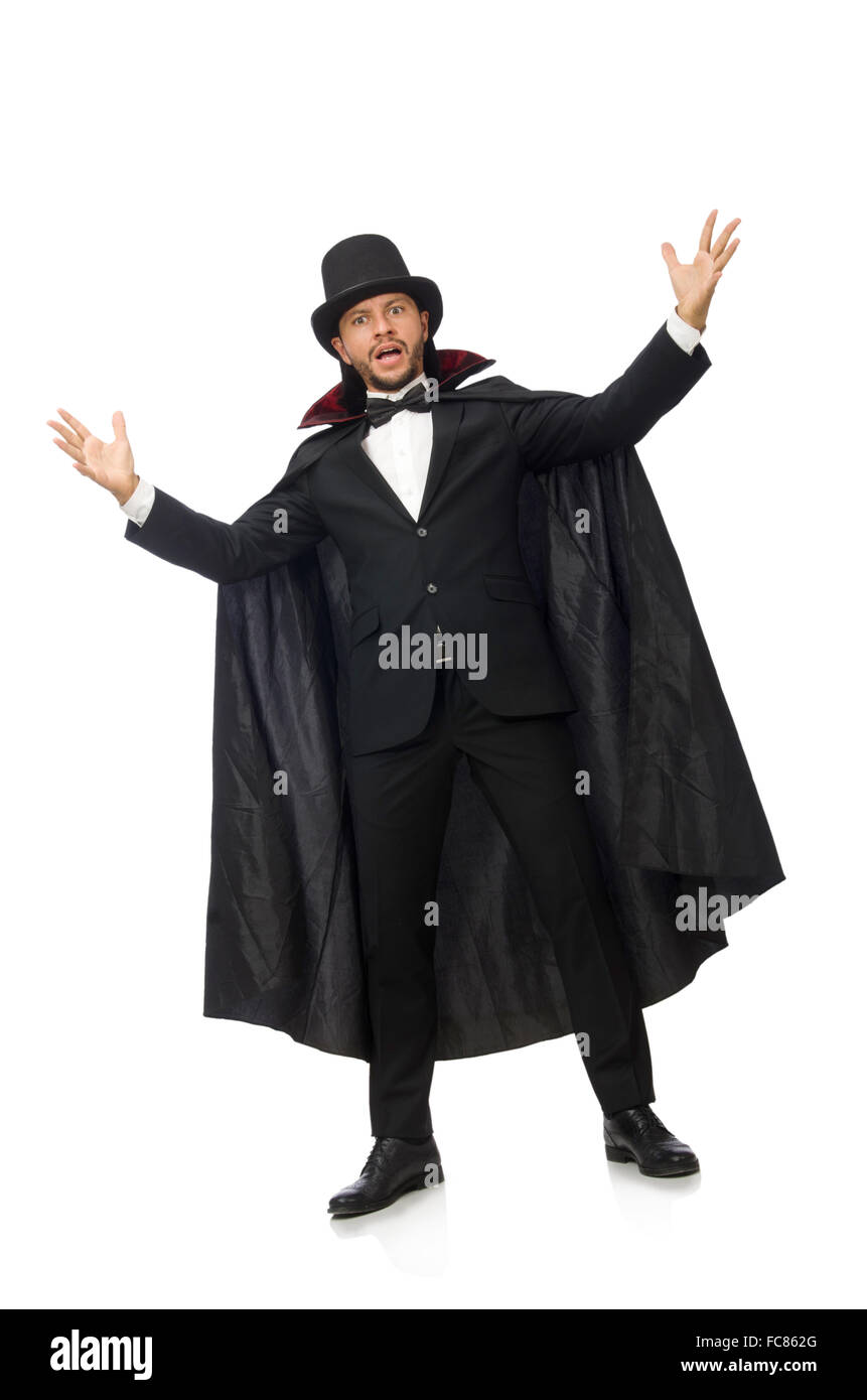 Man magician isolated on white Stock Photo - Alamy