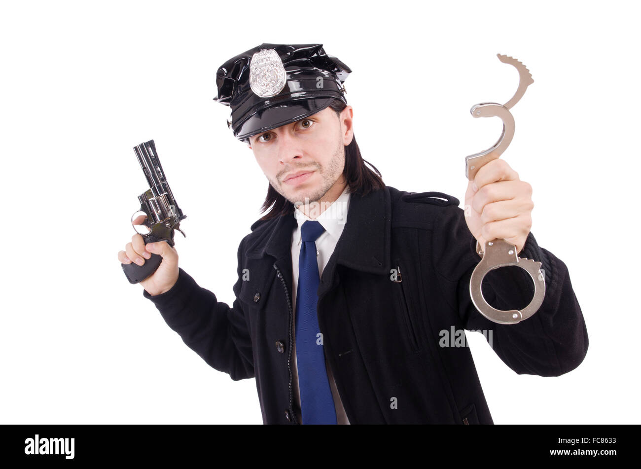 Police officer isolated on white Stock Photo - Alamy
