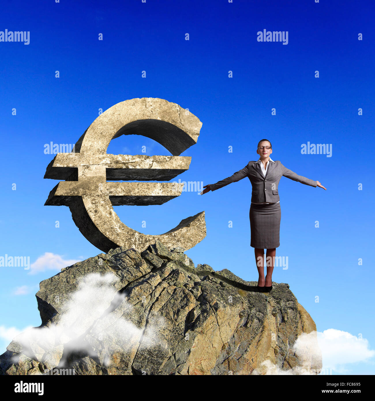 Collage on business and money theme with currency symbol Stock Photo ...