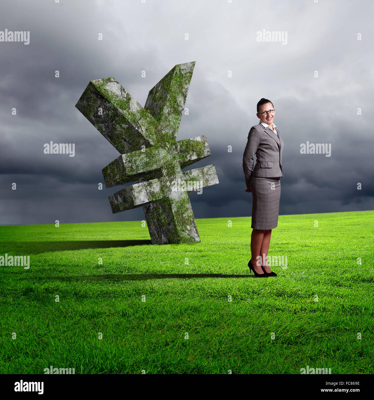 Collage on business and money theme with currency symbol Stock Photo ...