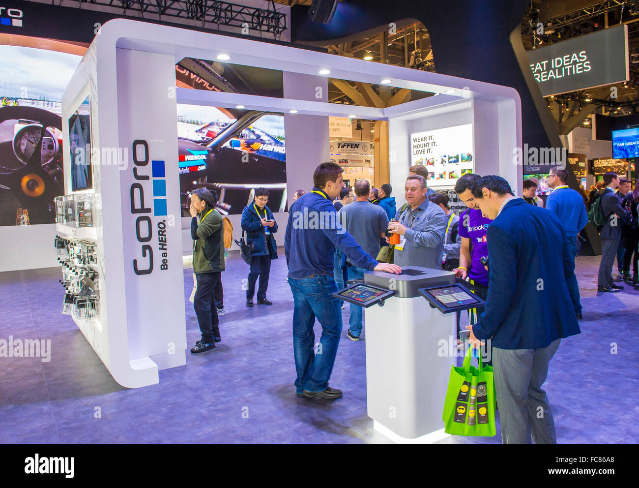 The GoPro booth at the CES show held in Las Vegas Stock Photo - Alamy