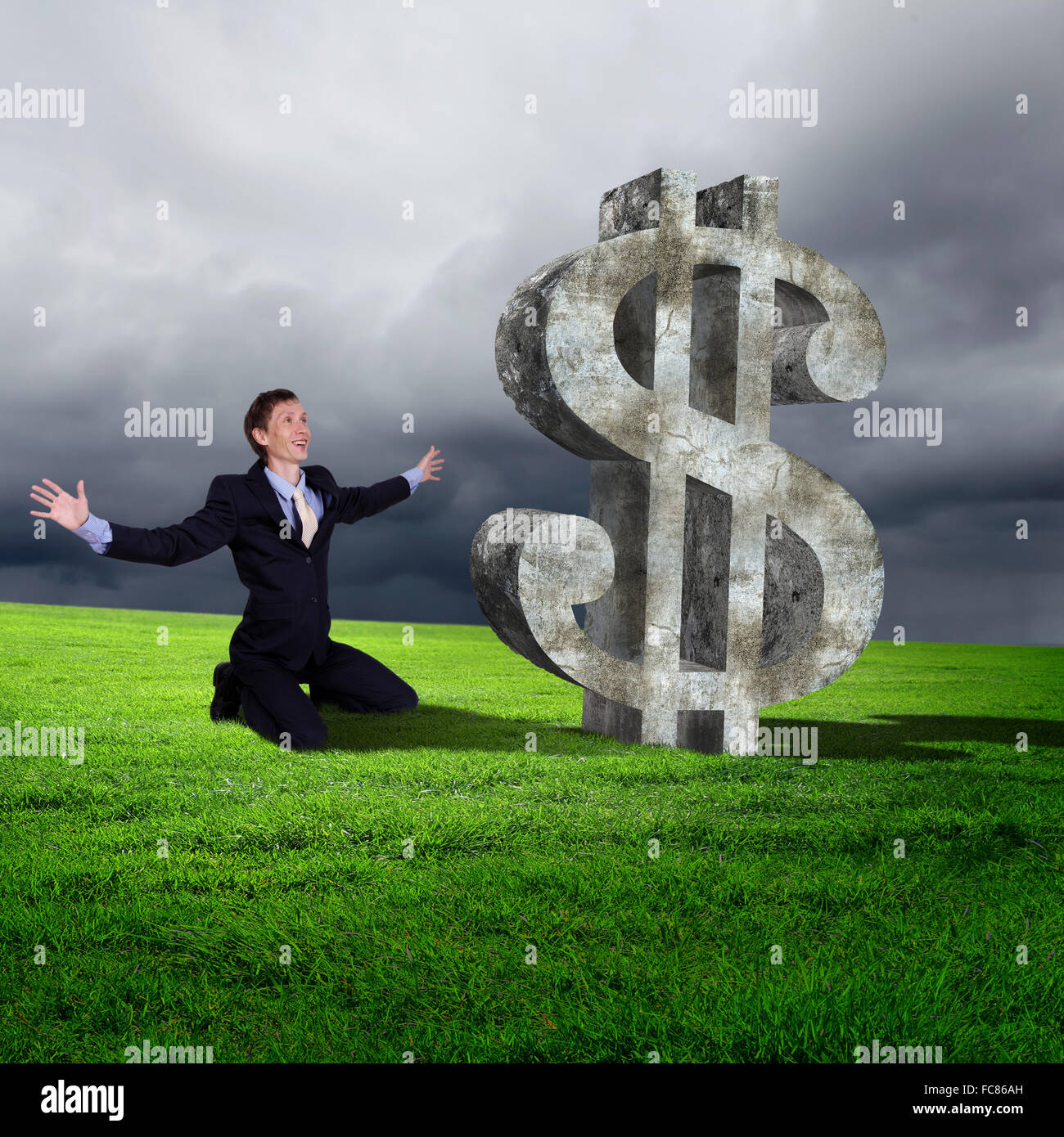 Collage on business and money theme with currency symbol Stock Photo ...