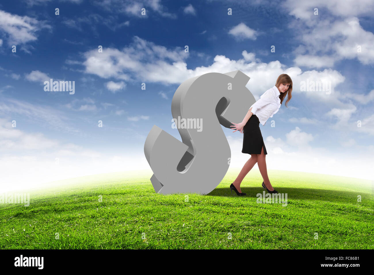 Collage on business and money theme with currency symbol Stock Photo ...