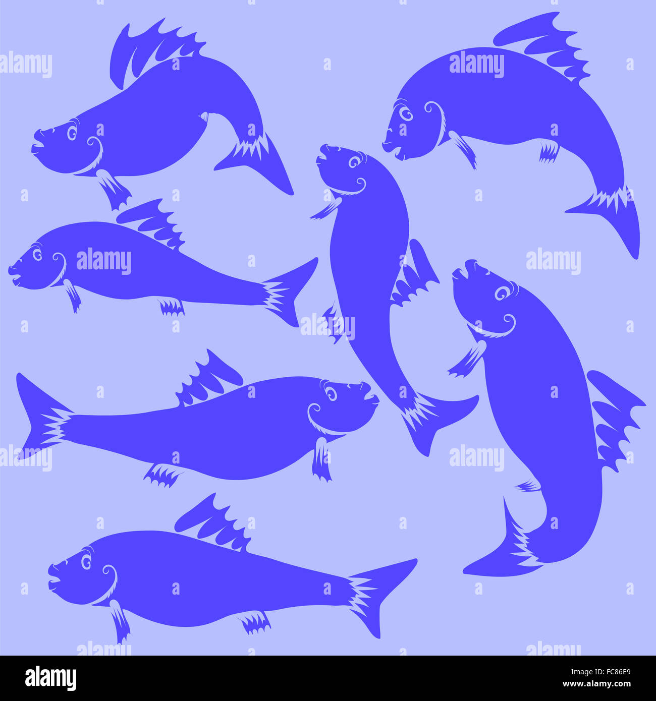 Fish Blue Silhouettes Stock Photo - Alamy
