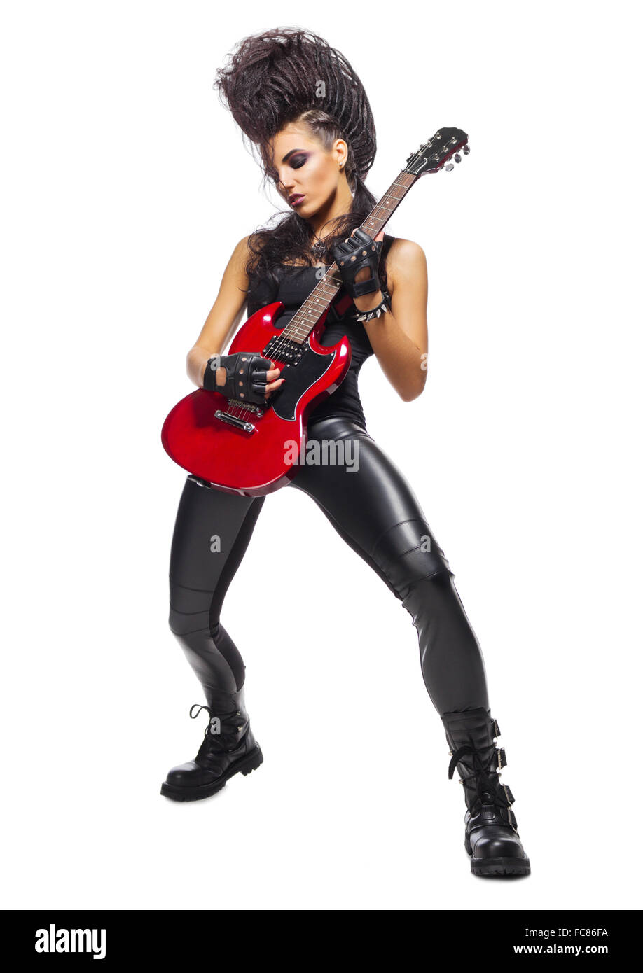Rock musician with guitar isolated Stock Photo - Alamy