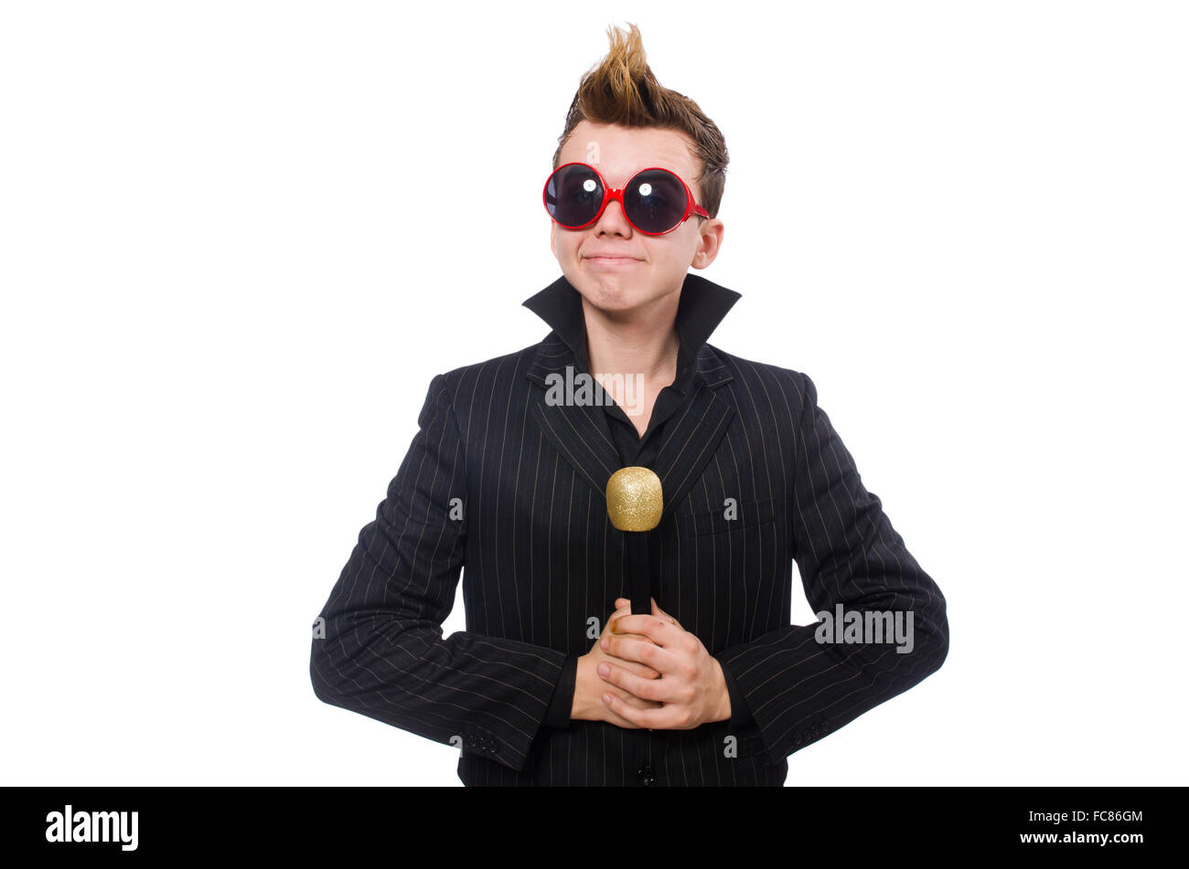 Singing man in karaoke concept Stock Photo - Alamy