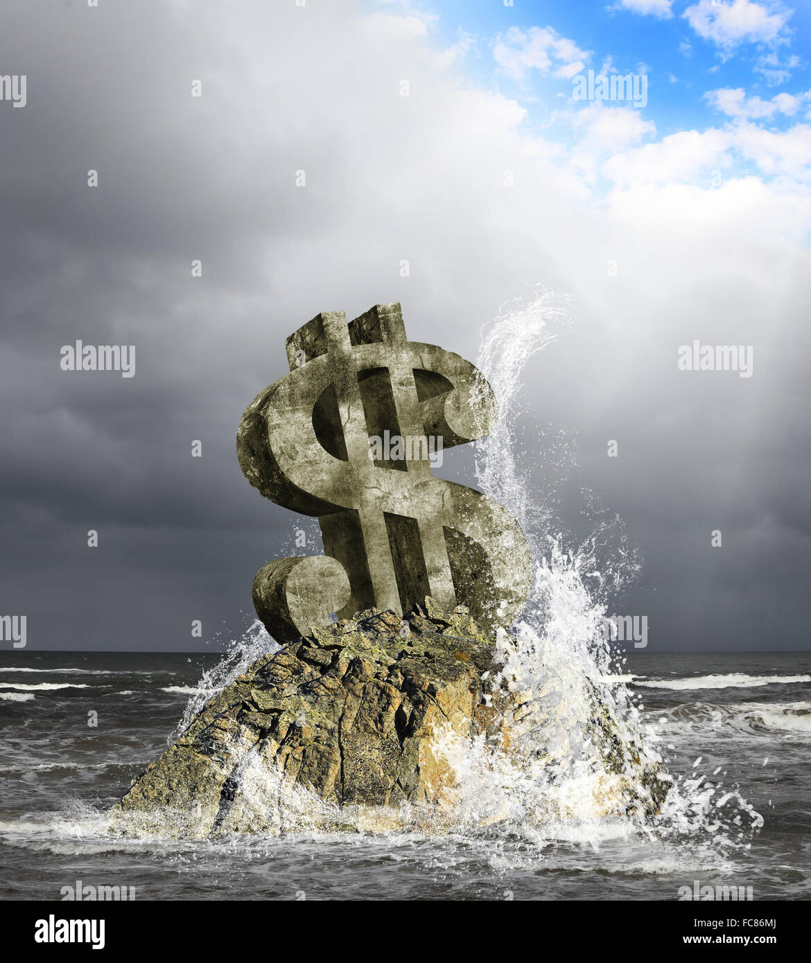 Collage on business and money theme with currency symbol Stock Photo ...