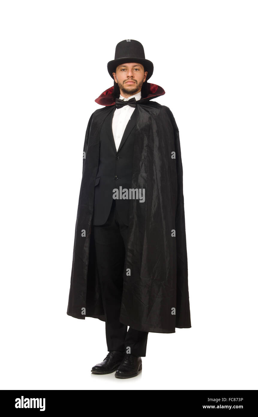 Man magician isolated on white Stock Photo - Alamy