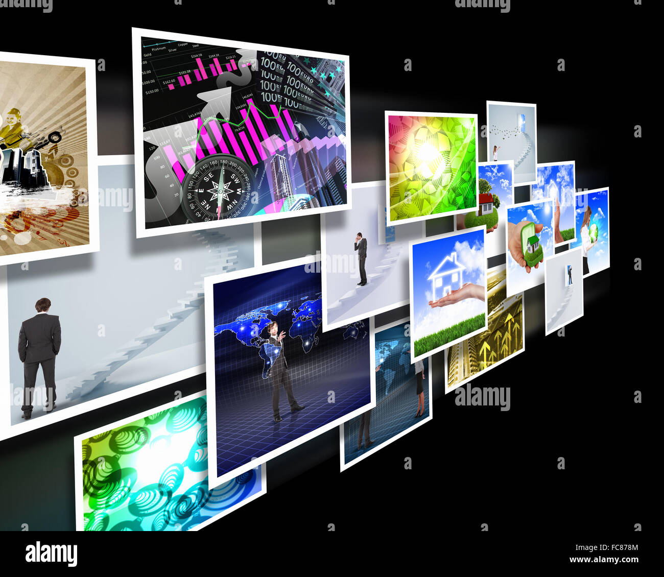 Colour images flow representing modern media technology Stock Photo - Alamy