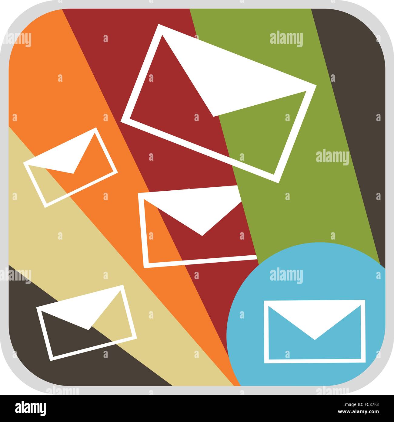 E-mail colorful in brown background retro concept illustration Stock ...