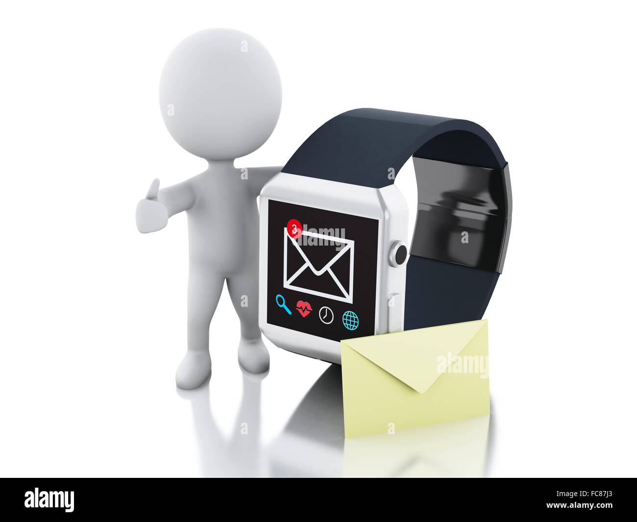 3d White people and smart watch. Technology Stock Photo - Alamy