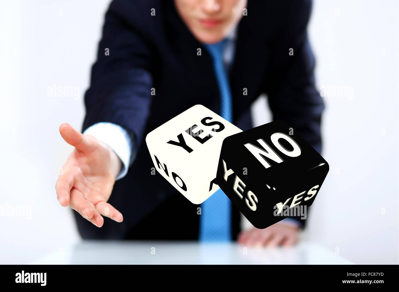 Image of a flying dice as symbol of risk and luck Stock Photo - Alamy