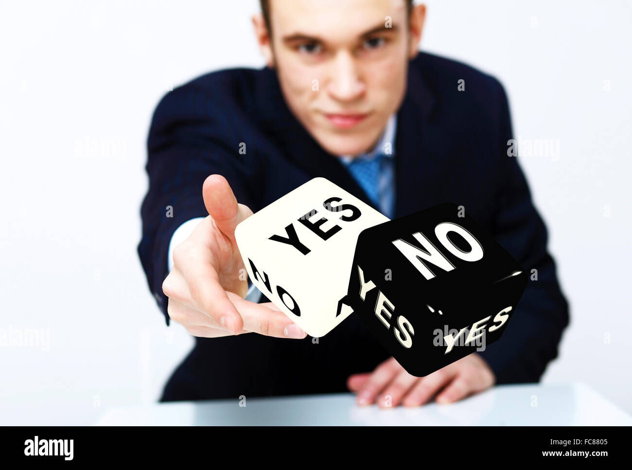 Image of a flying dice as symbol of risk and luck Stock Photo - Alamy