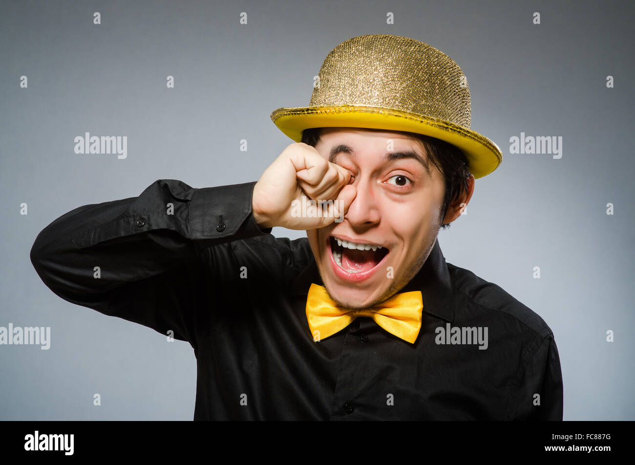 Funny man with vintage hat Stock Photo - Alamy
