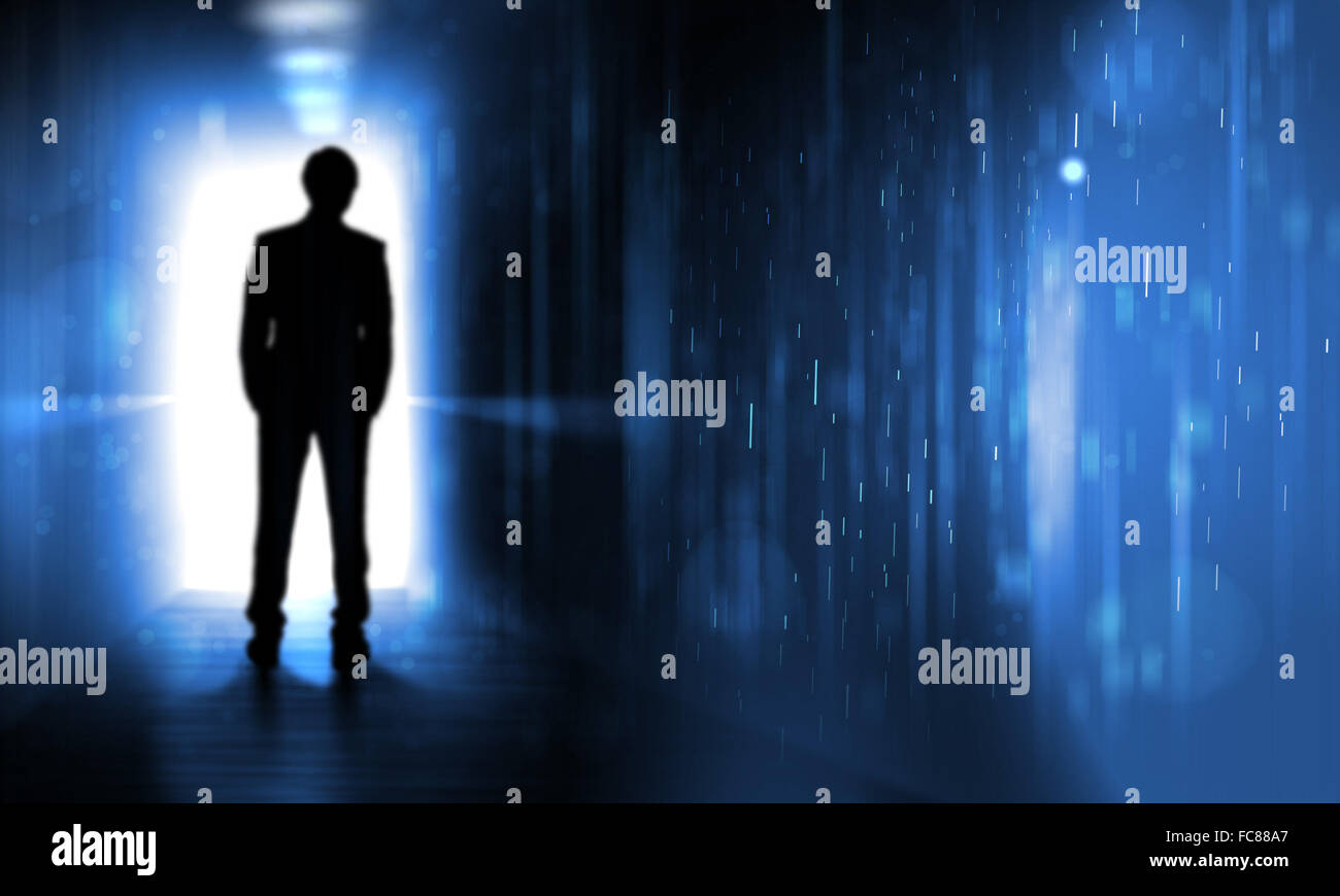 Silouhette of a person against digital background Stock Photo - Alamy