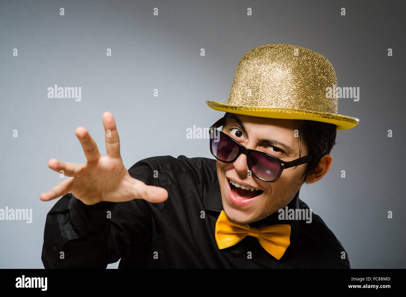 Funny man with vintage hat Stock Photo - Alamy