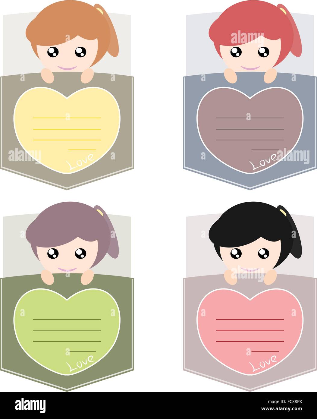 Cartoon girl memo illustration Stock Vector Images - Alamy