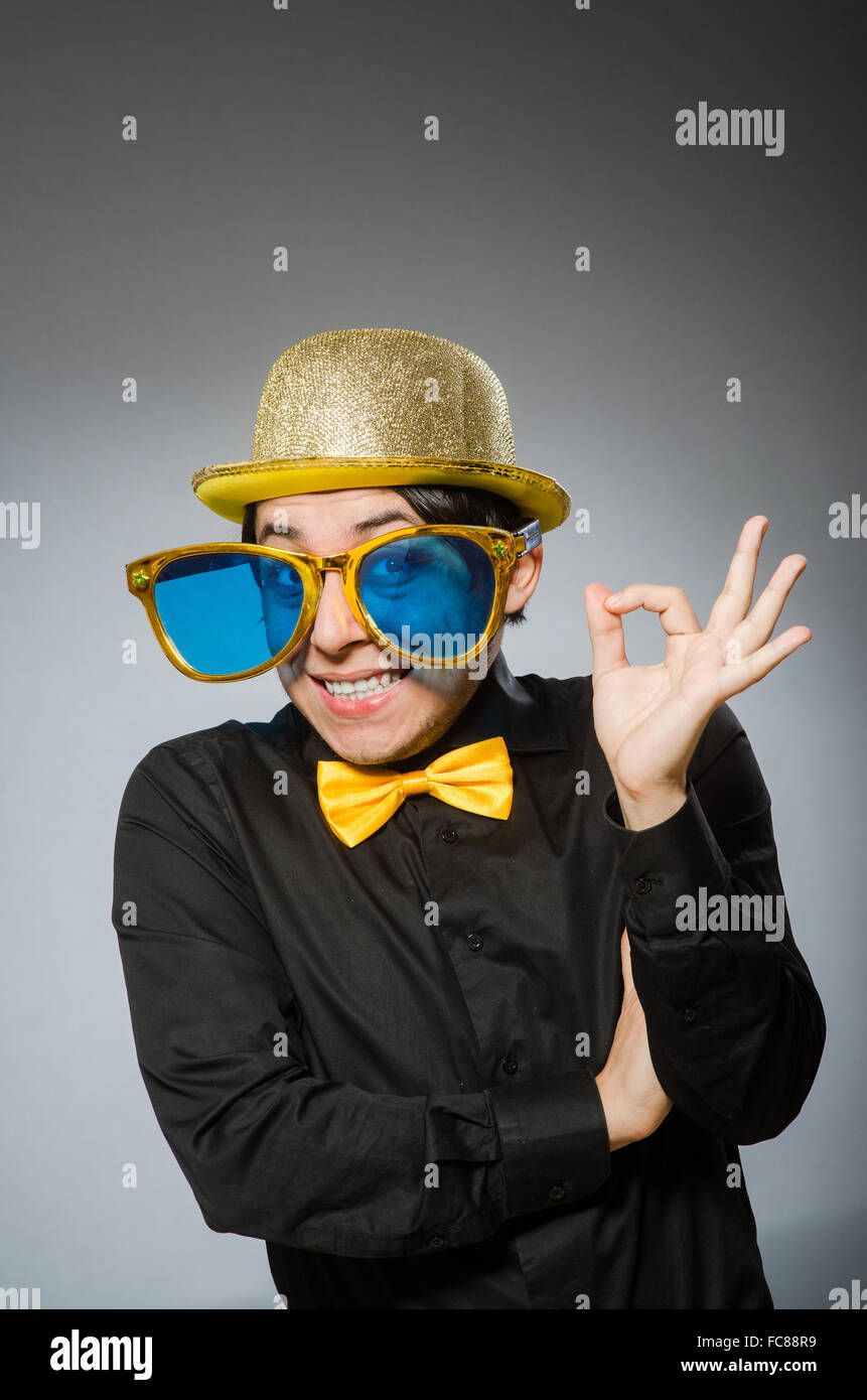 Funny man with vintage hat Stock Photo - Alamy