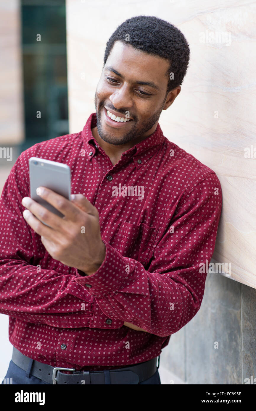 African american businessman using wireless hi-res stock photography ...