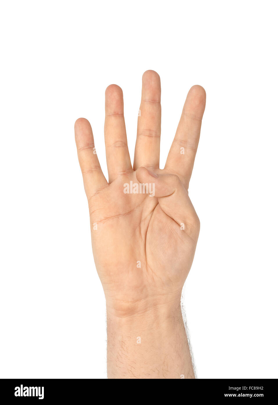 Counting hand - four Stock Photo - Alamy