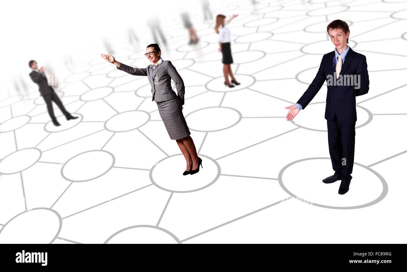 Human models connected together in a social network pattern Stock Photo ...