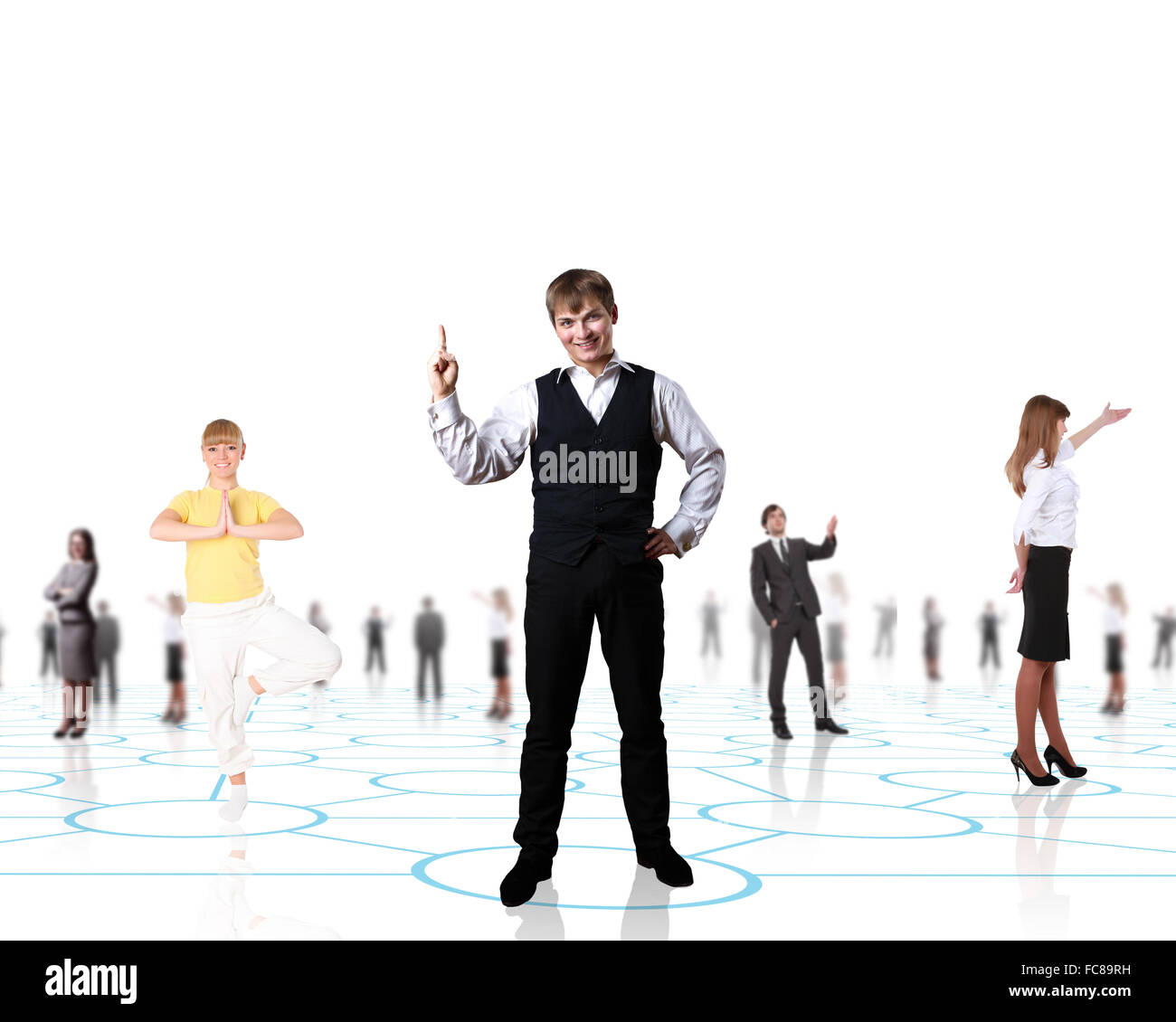 Human models connected together in a social network pattern Stock Photo ...