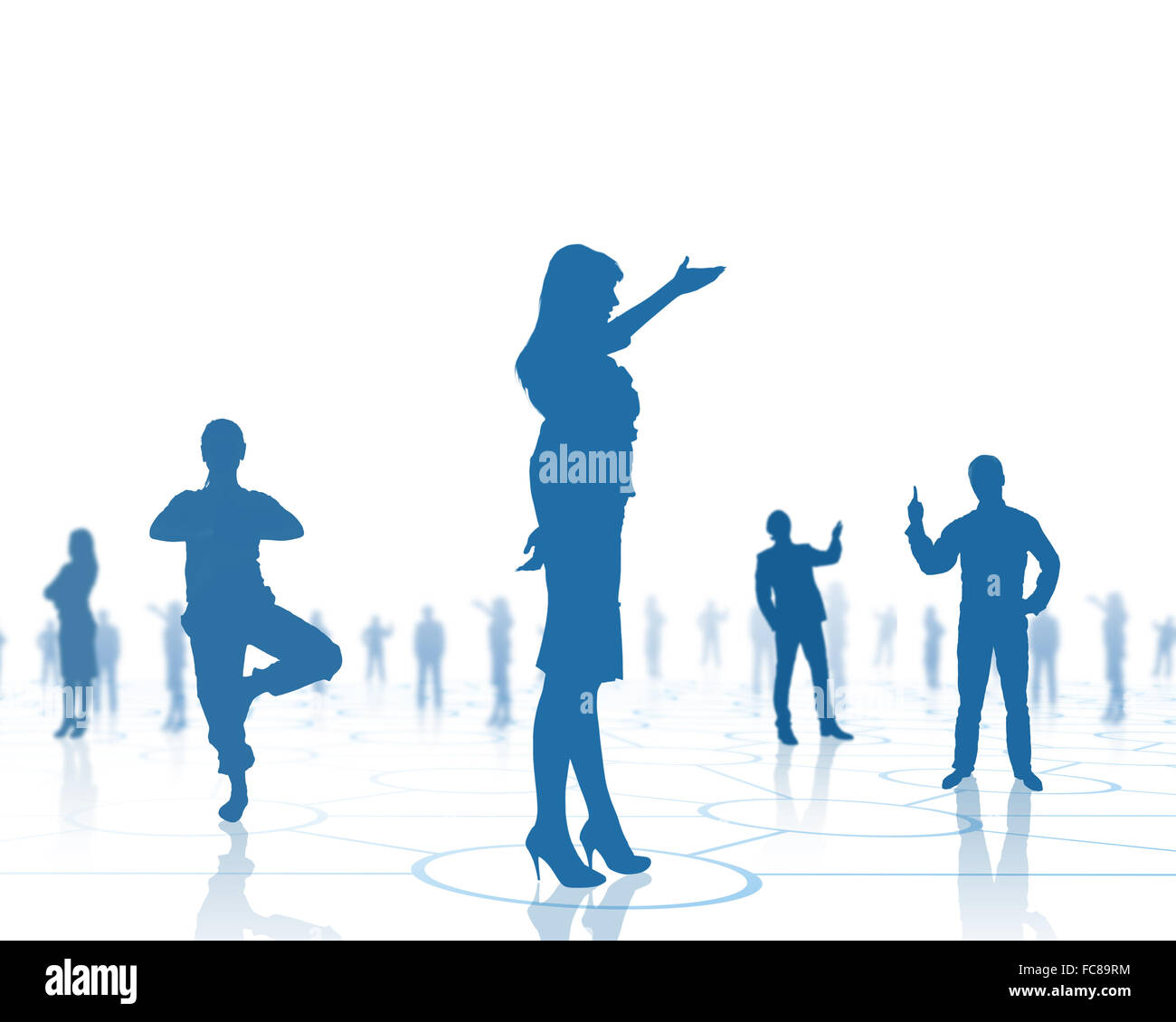 Human models connected together in a social network pattern Stock Photo ...