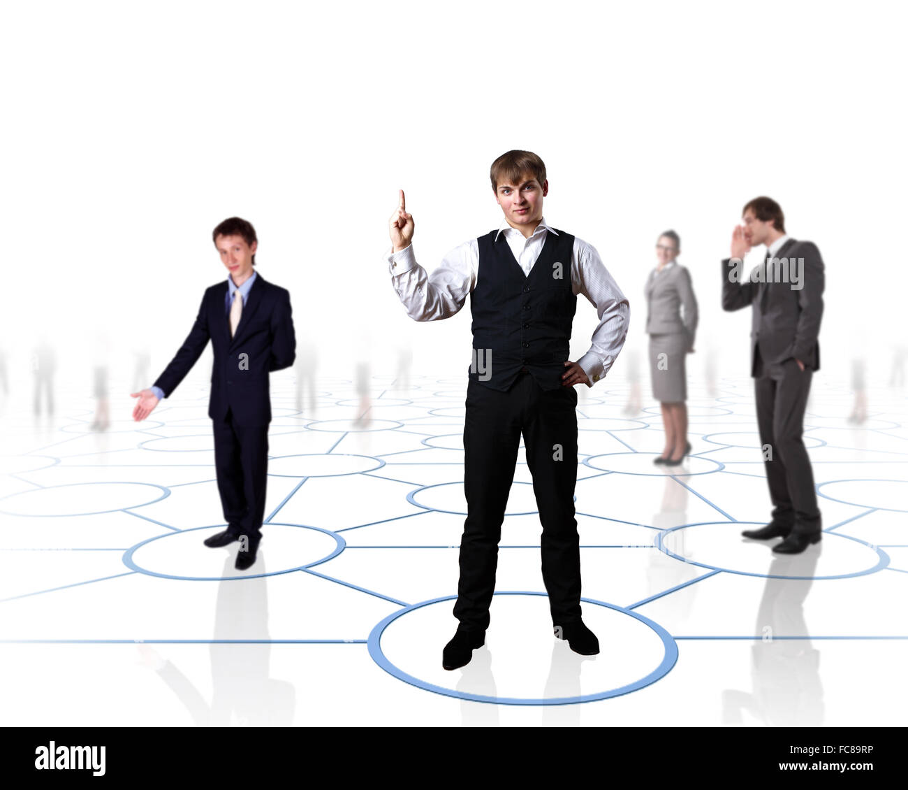 Human models connected together in a social network pattern Stock Photo ...