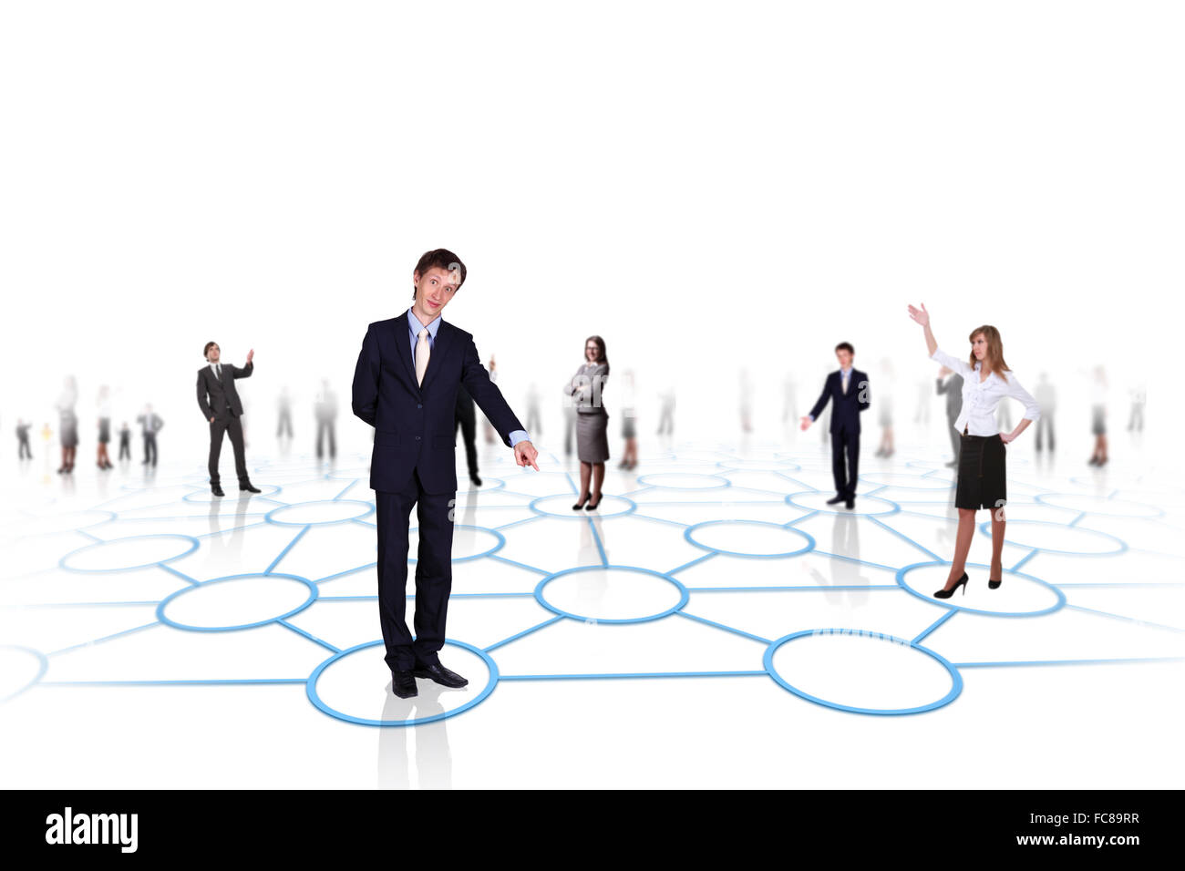 Human models connected together in a social network pattern Stock Photo ...