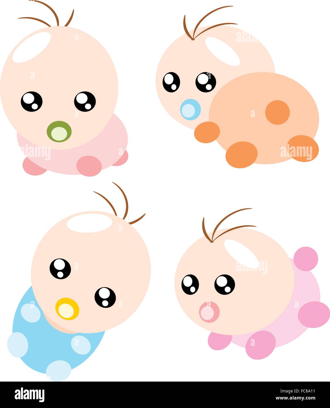 Cartoon baby action and emotion cute concept illustration Stock Vector ...