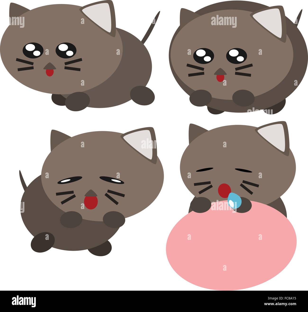 Cartoon cat action and emotion cute concept illustration Stock Vector ...