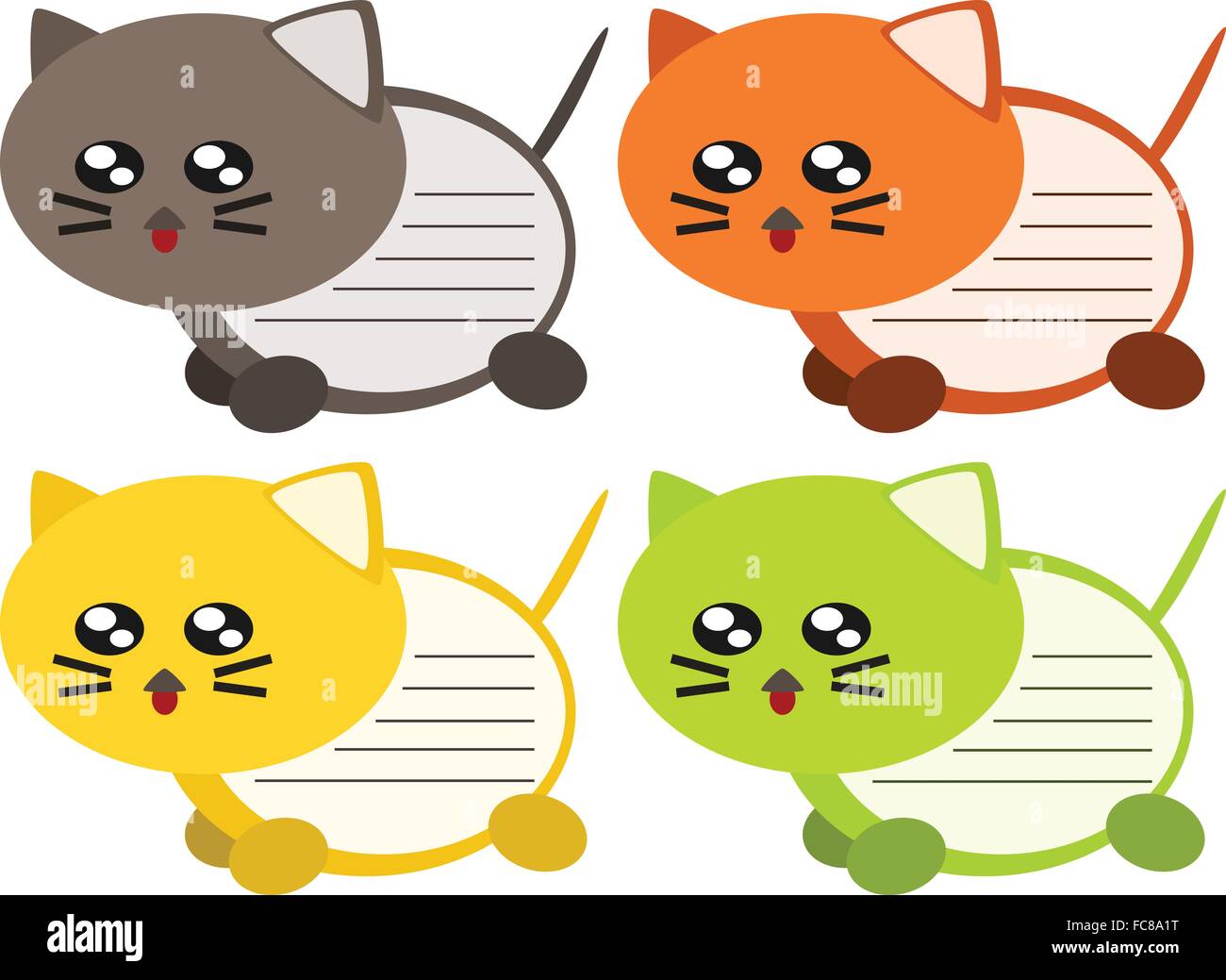 Cartoon cat memo or note cute concept illustration Stock Vector Image ...