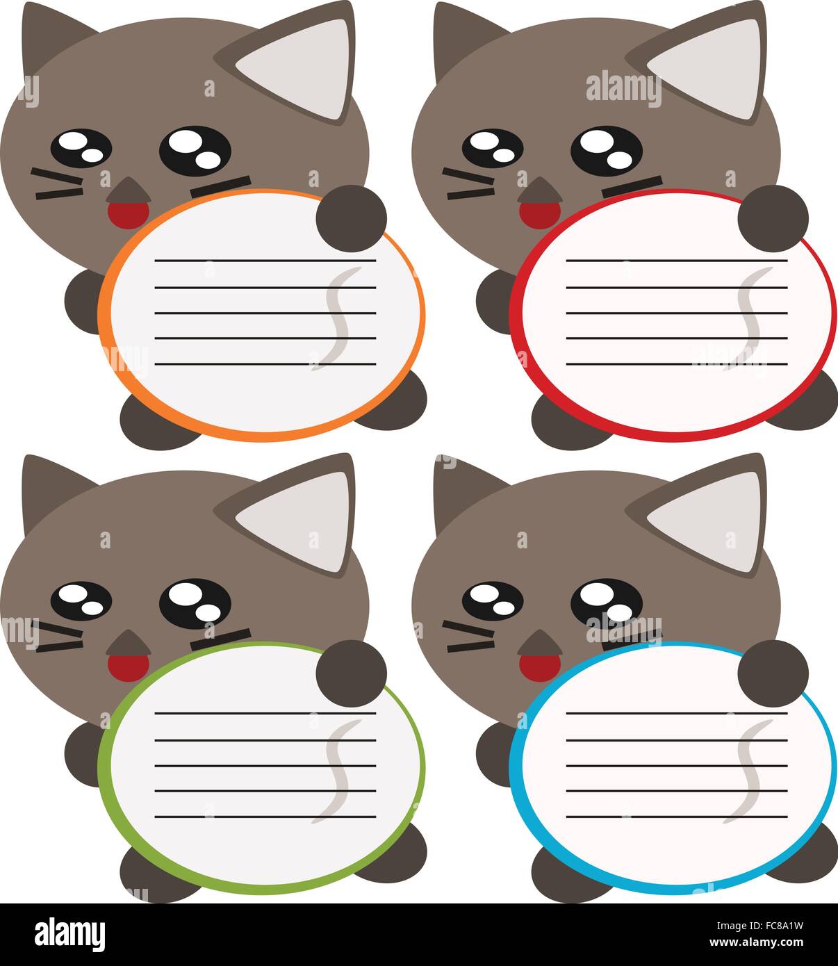 Cartoon cat memo or note cute concept illustration Stock Vector Image ...