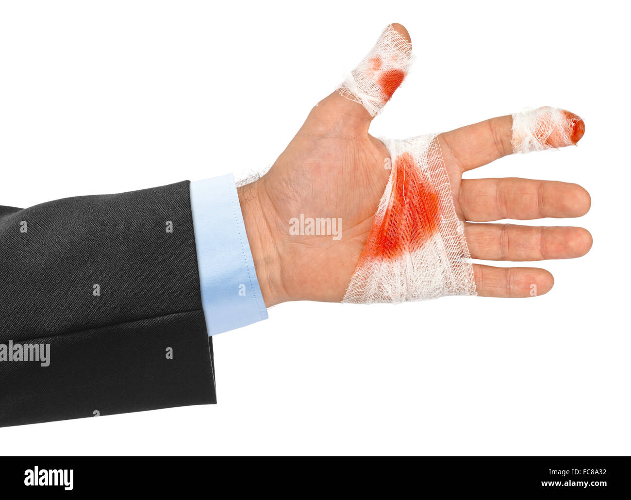 Hand with blood and bandage Stock Photo - Alamy