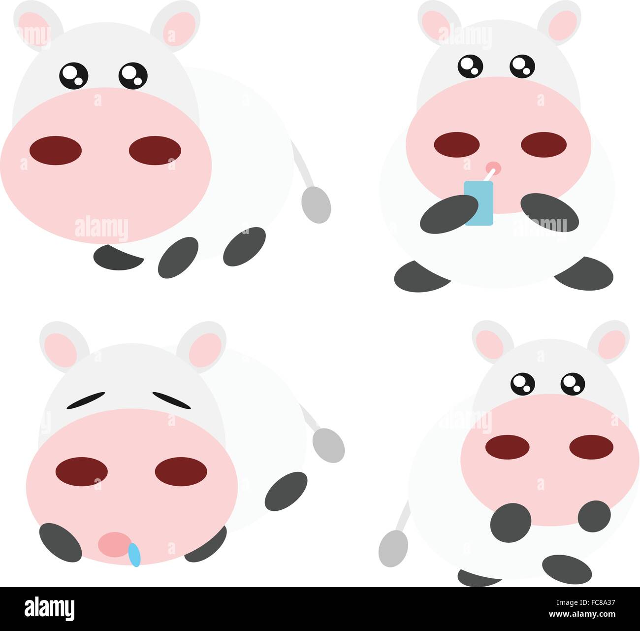 Cartoon cow action and emotion cute concept illustration Stock Vector ...