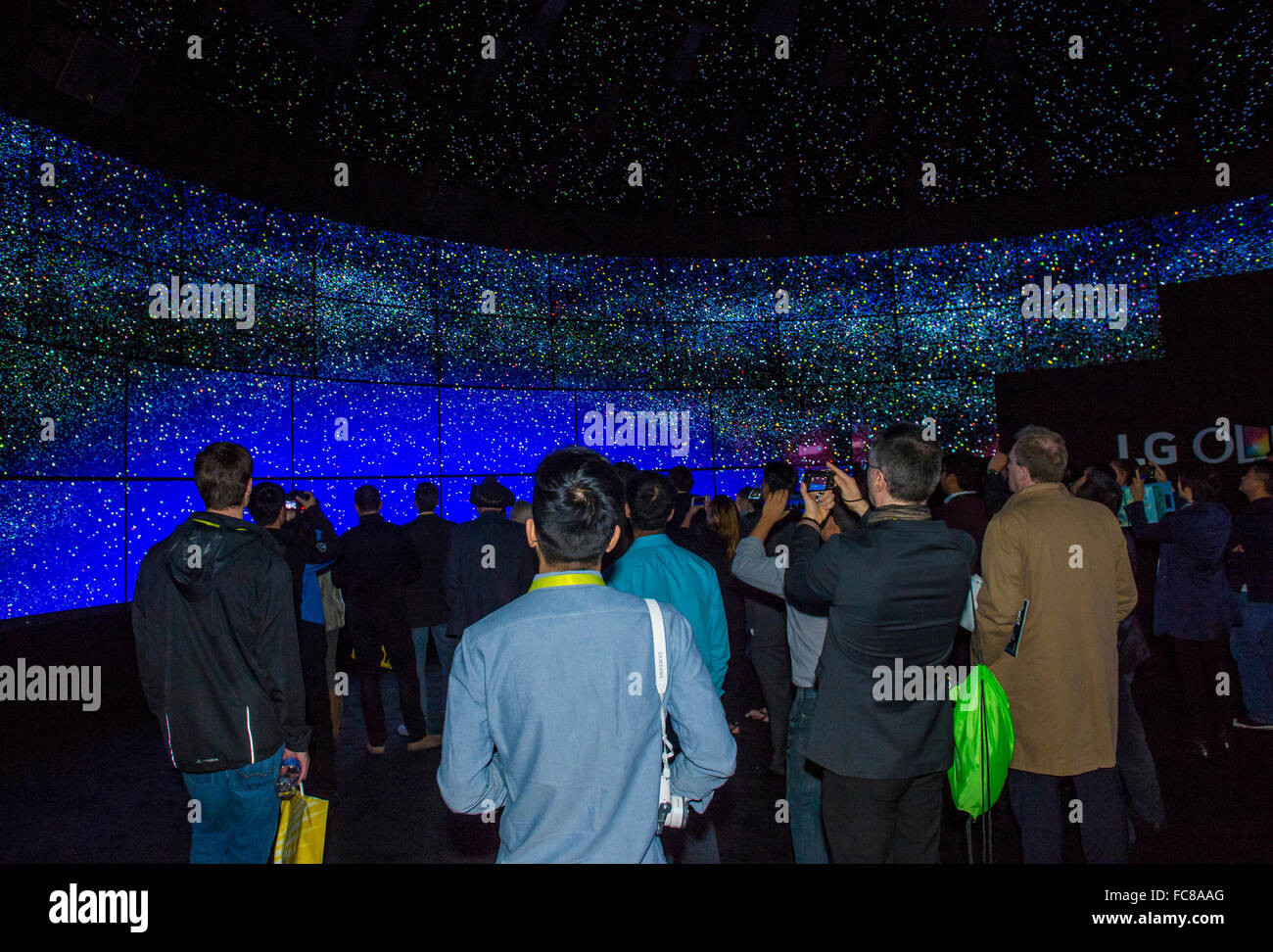 3D video wall at the LG booth at the CES show in Las Vegas Stock Photo ...