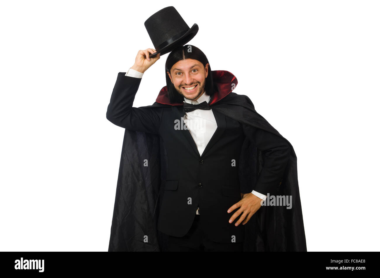 Man magician isolated on white Stock Photo - Alamy