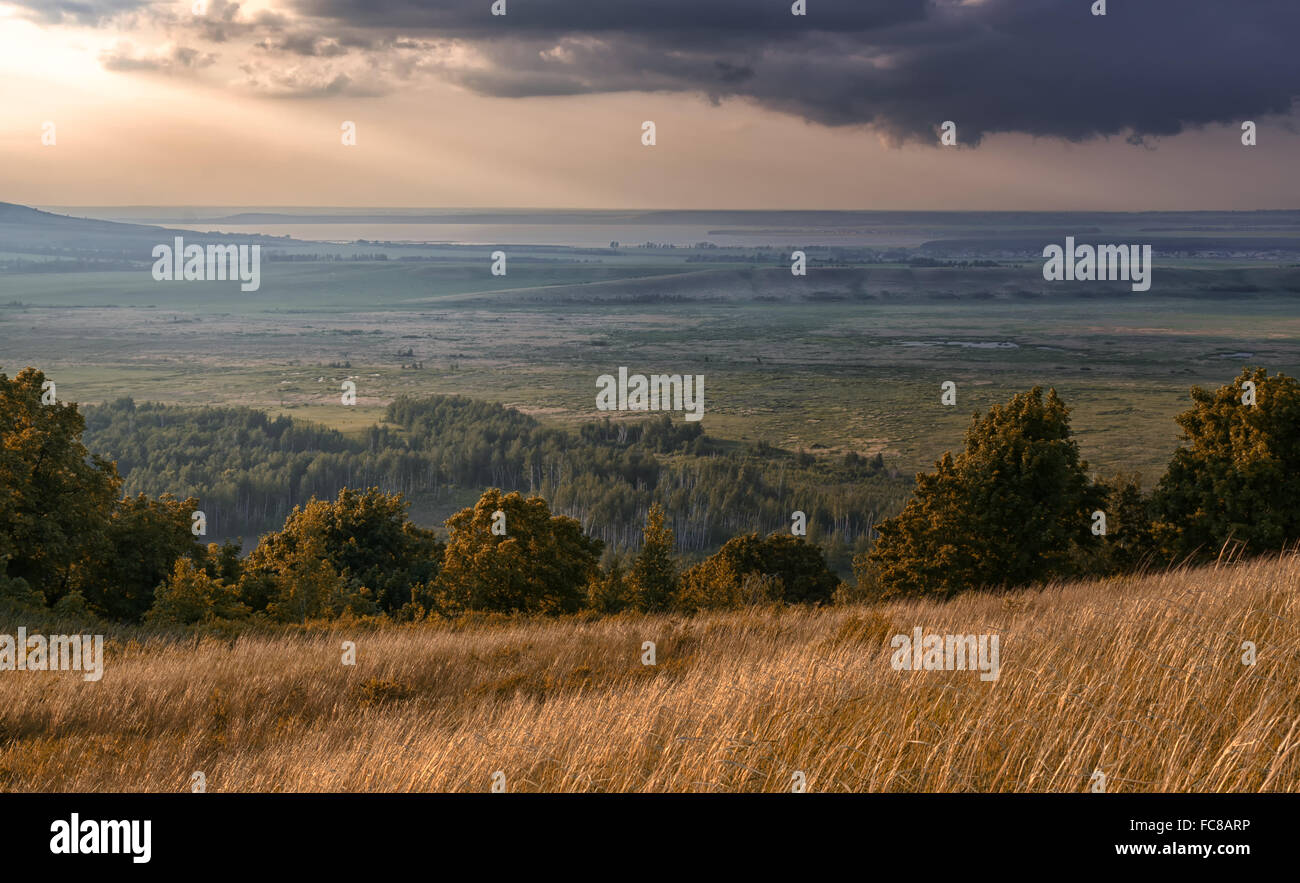 Dramatic and beautiful landscape of rolling forests that reach into the ...