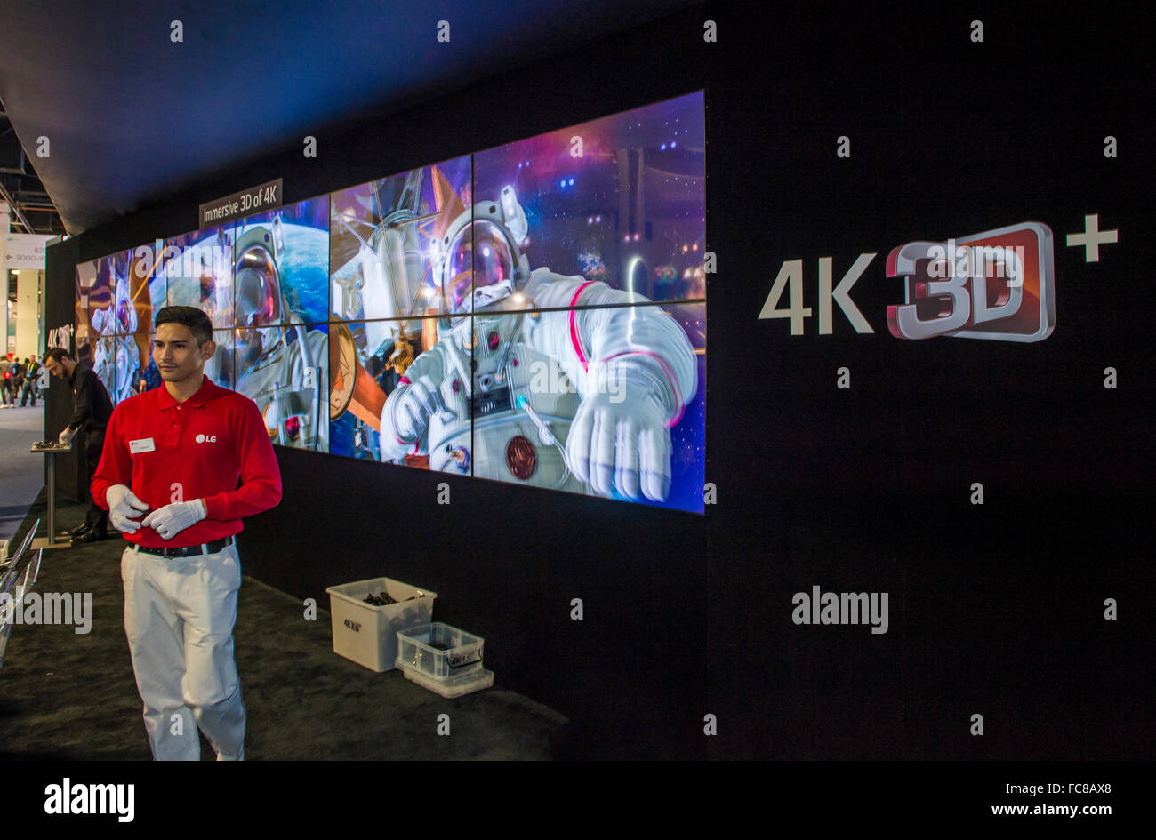 Video wall at the LG booth at the CES show held in Las Vegas Stock ...