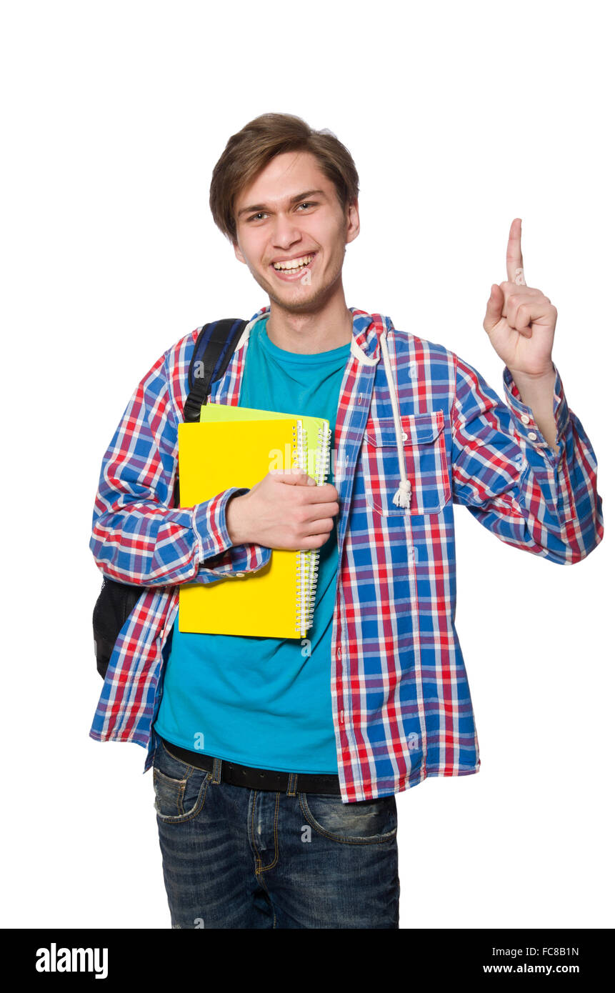 Funny student isolated on white Stock Photo - Alamy
