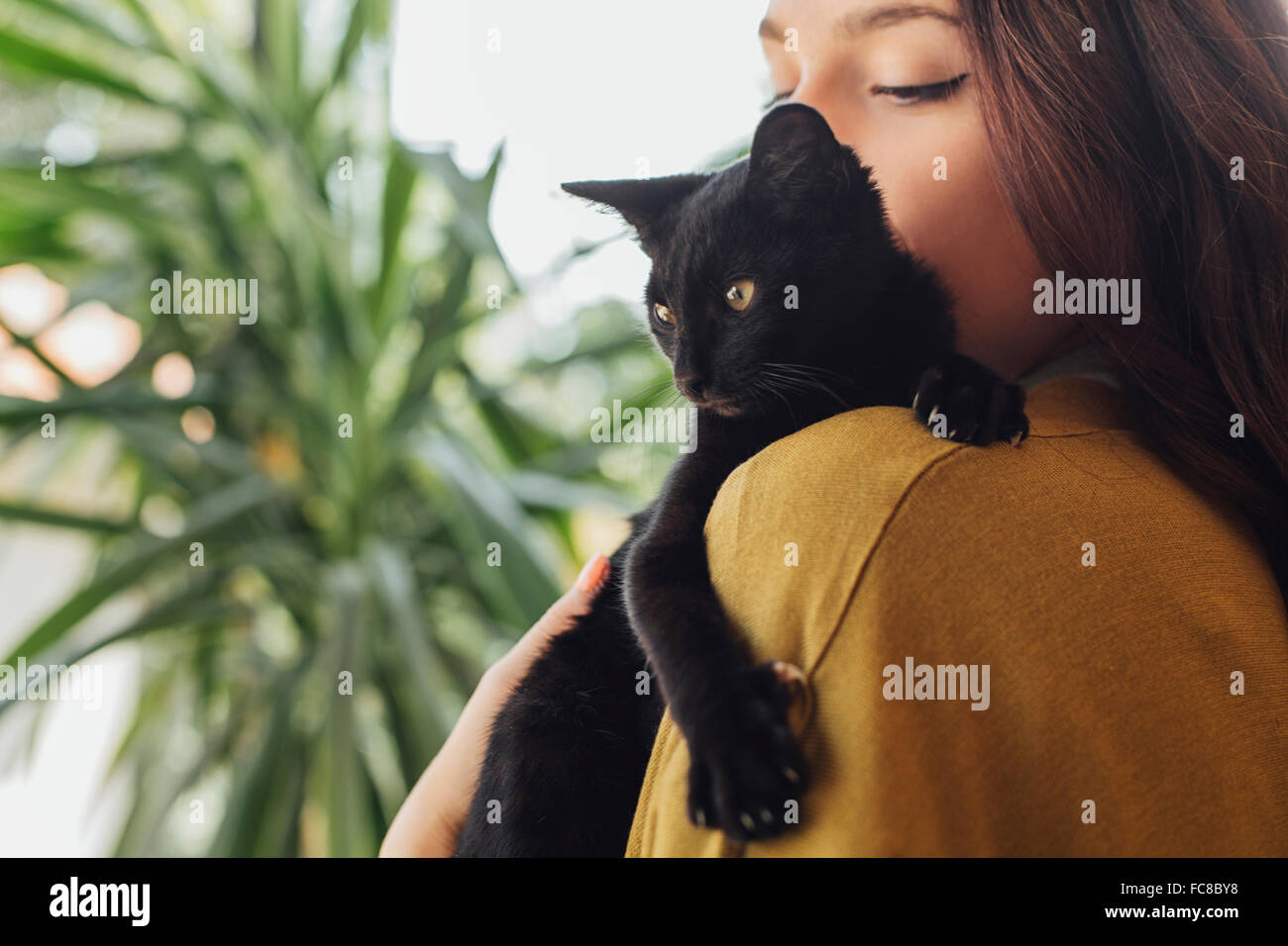 Woman holding cat hi-res stock photography and images - Alamy