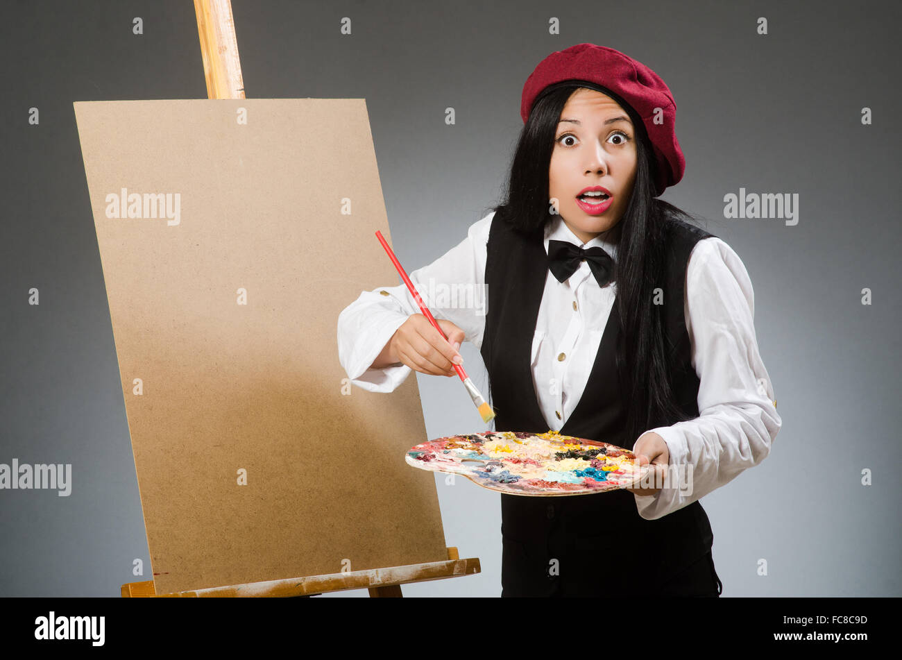 Funny artist working in the studio Stock Photo - Alamy