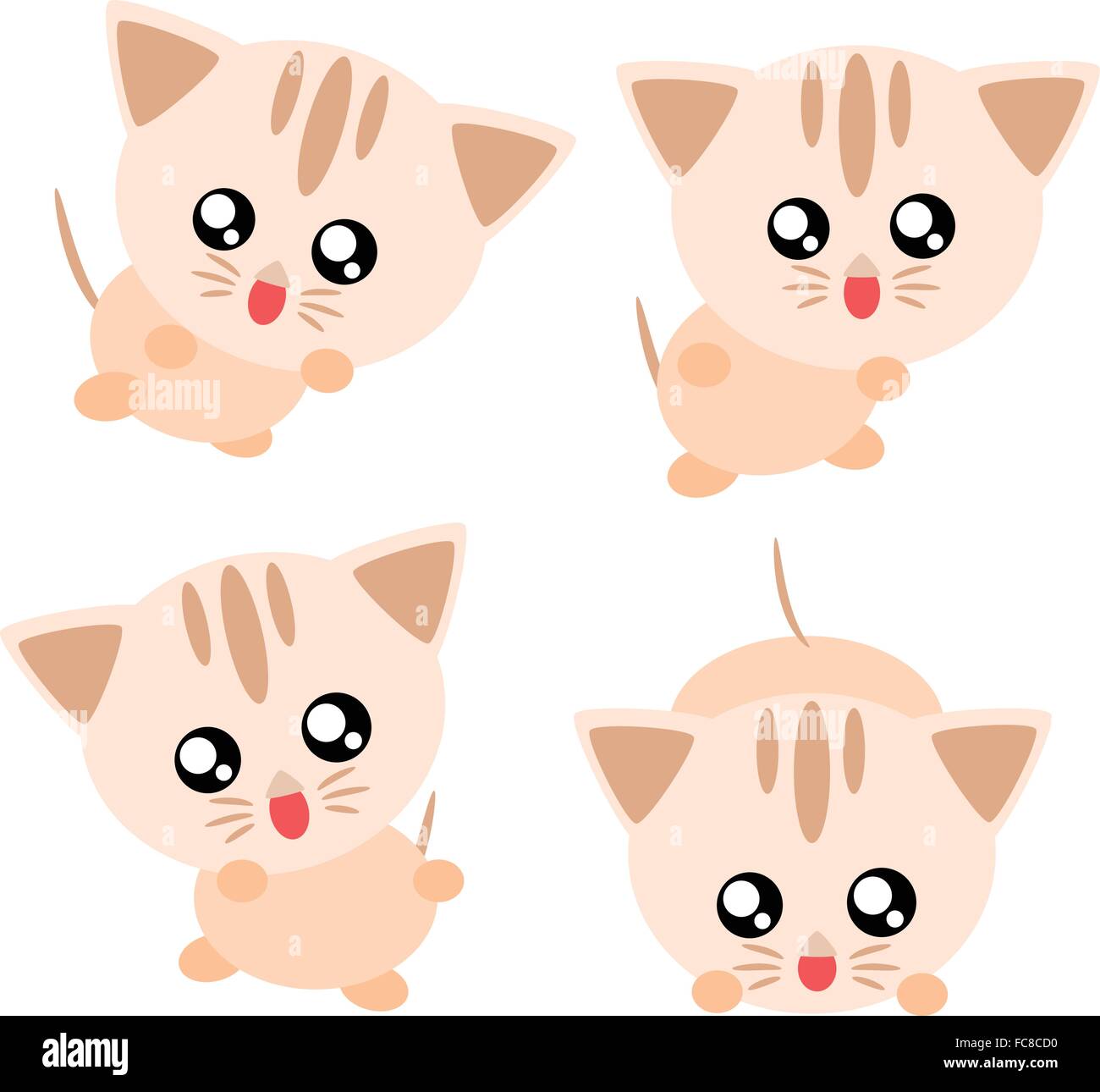 Cartoon cat action and emotion cute concept illustration Stock Vector ...