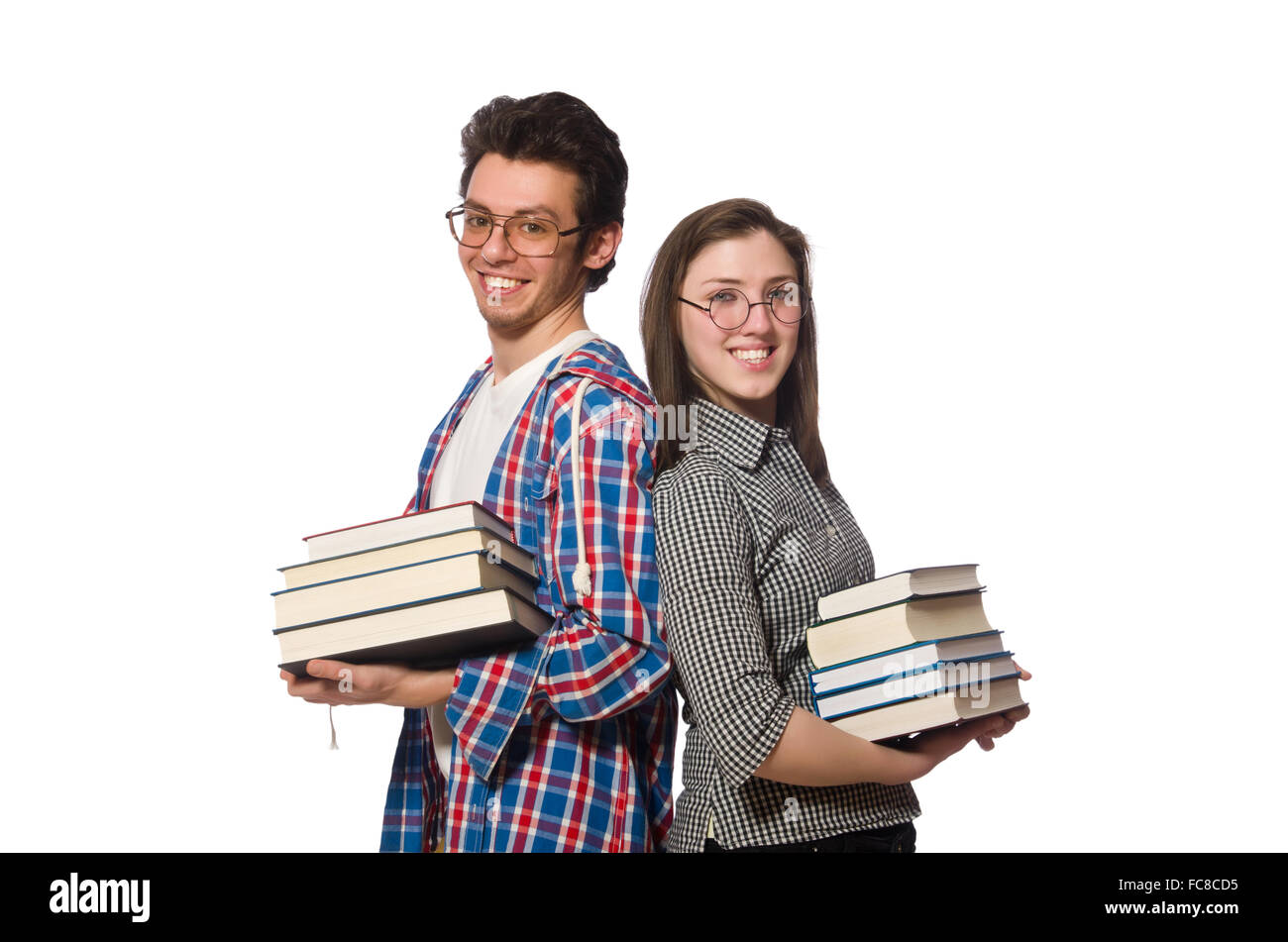 Pair of students isolated on white Stock Photo - Alamy