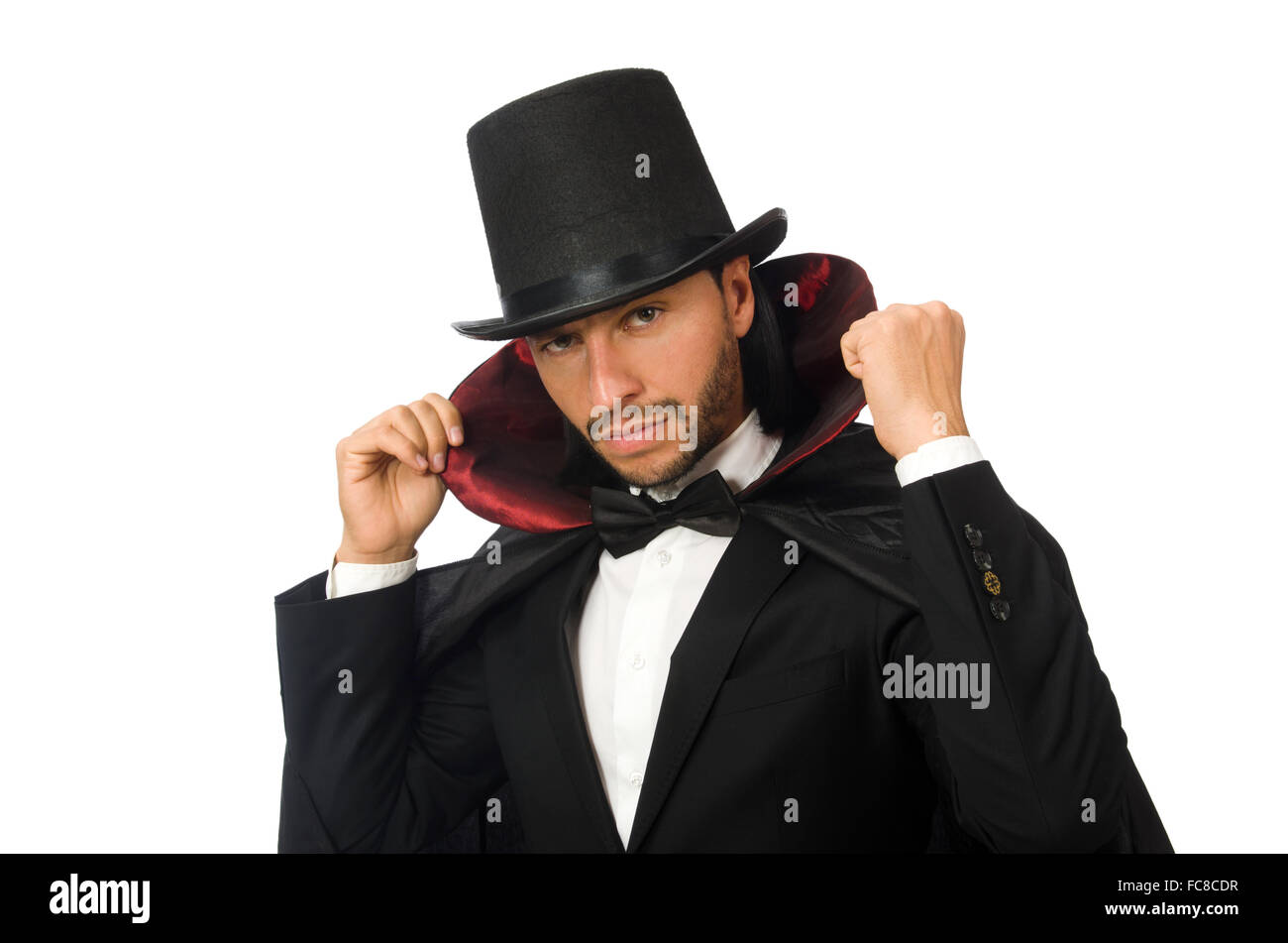 Man magician isolated on white Stock Photo - Alamy