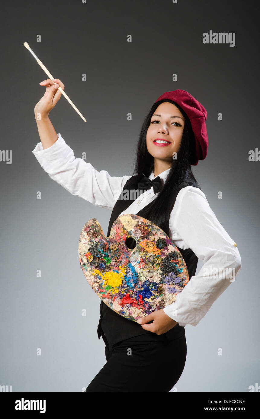 Funny artist working in the studio Stock Photo - Alamy